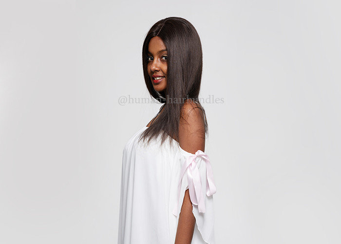 Straight Lace Frontal Wigs Human Real Hair light brown #2 Color Middle Part For Woman