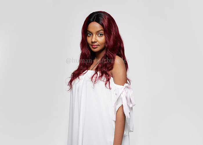 #1B99J Ombre Human Hair Body Wave Lace Front Wig 14-32 Inches Long Lace Wig