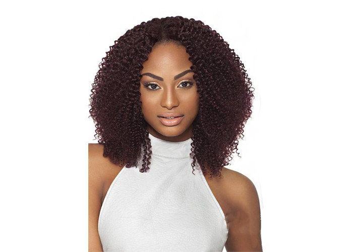 100 Human Hair Kinky Curly Hair Wave 4 Bundles With Closure #135 Grape Purple