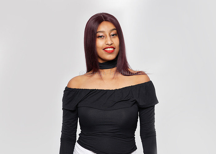 Burgundy Wine Red Color Lace Front Wigs Dark Roots Straight Hair 14-32 Lace Wigs