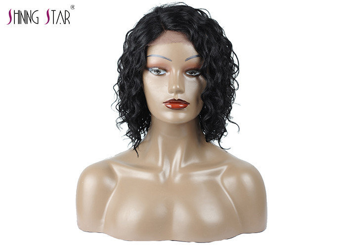 Pre Plucked Short Curly Human Hair Lace Front Wigs Bouncy Natural Wave