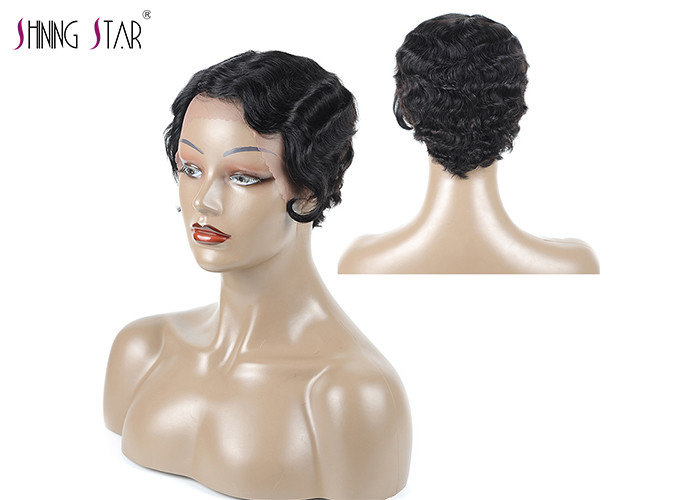 Black Women Curly Short Bob Wigs U Part Lace Wigs With Bangs French Wave