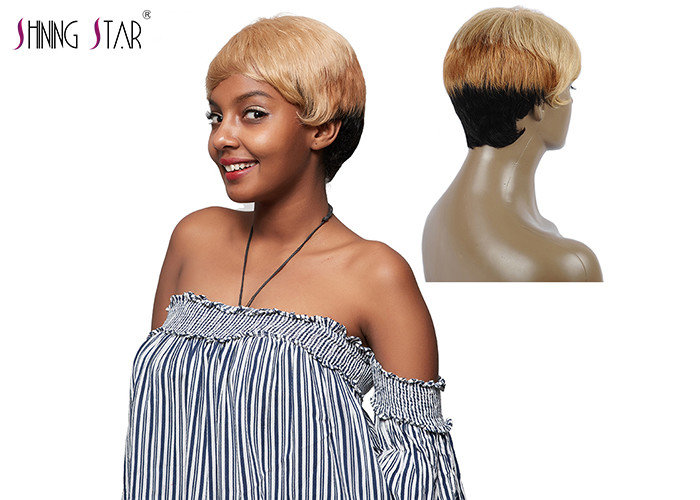 Straight Short Hair Wigs Colored 1B 27 30 Blonde Human Hair Wigs With Bang