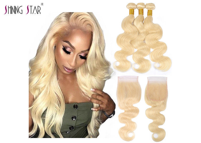 Honey Blonde Body Wave 613 Bundles With Closure 100% Human Hair 10" - 30"