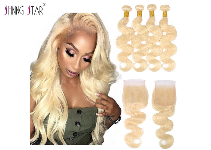 Brazilian Hair Body Wave 613 Bundles With Closure Honey Blonde Human Hair Bundles