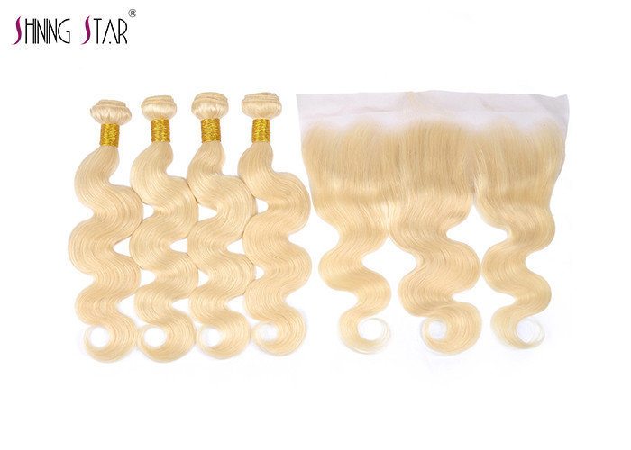 100% Human Hair 613 Body Wave Blonde Bundles With Frontal No Tangle No Shedding