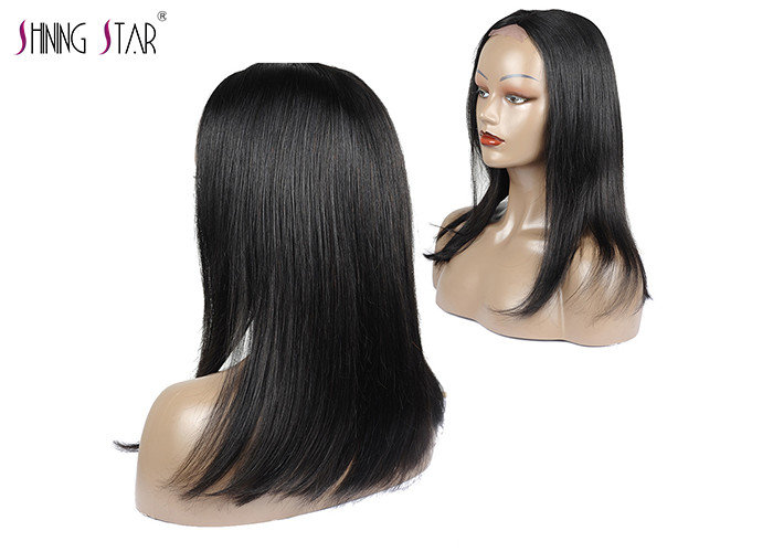 1B Colored Human Hair Lace Front Wigs Straight U Part Wig 12 - 18 Inches