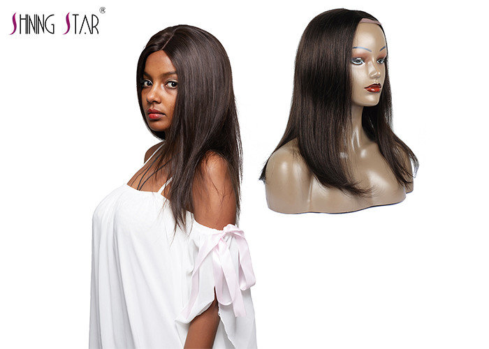 #2 Dark Brown Human Straight Lace Front Wigs / Women Brazilian U Part Wigs