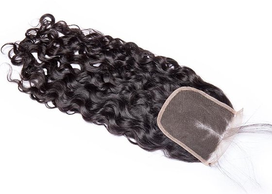 Pacchi dei capelli del nero 3 con chiusura, acqua Wave vergine brasiliana dei capelli della donna