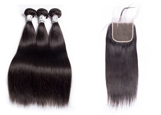 100 reali capelli diritti indiani vergini, estensioni diritte dei capelli umani con chiusura