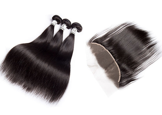 grado 9A 3 pacchi di capelli diritti brasiliani con il frontale nessun capelli sintetici misti