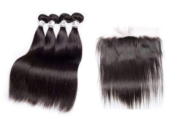 Tessuto diritto lungo dei capelli umani di Queenlife Remy 3 pacchi con lo sguardo naturale frontale