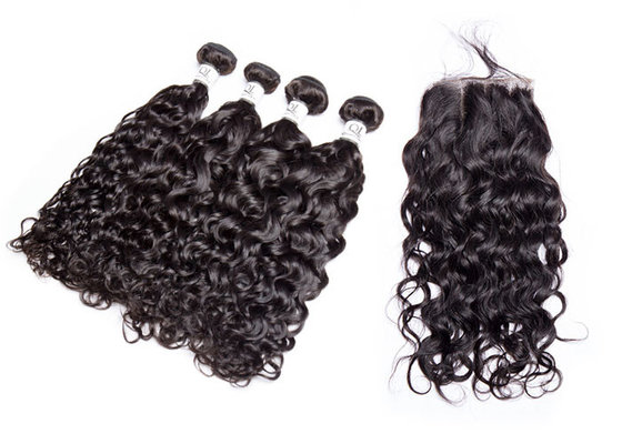 4 pacchi brasiliani dei capelli di Wave di acqua dei pc con la trama cucita doppio della chiusura