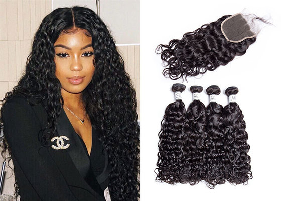 4 pacchi brasiliani dei capelli di Wave di acqua dei pc con la trama cucita doppio della chiusura