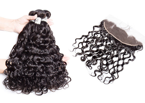 Pacchi dei capelli di Wave di acqua di 100% con la trama frontale del doppio della macchina della chiusura