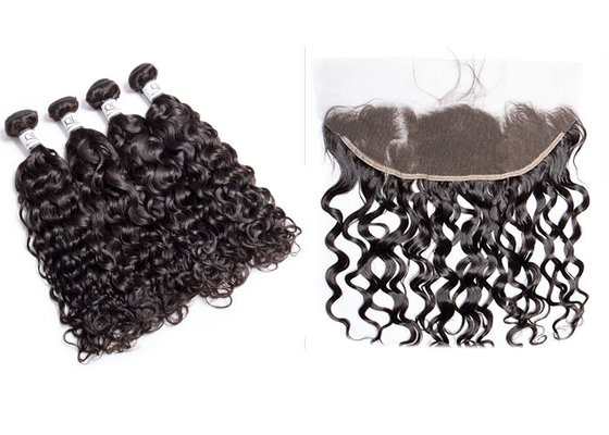 Pacchi dei capelli di Wave di acqua di 100% con la trama frontale del doppio della macchina della chiusura