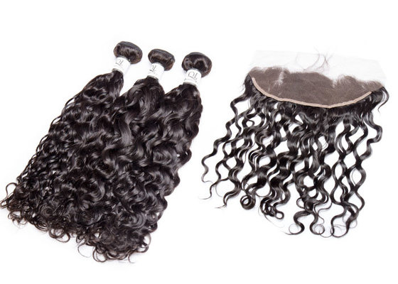 L'acqua Wave tre pacchi vergini dei capelli con il frontale può essere a 10-30 pollici tinto