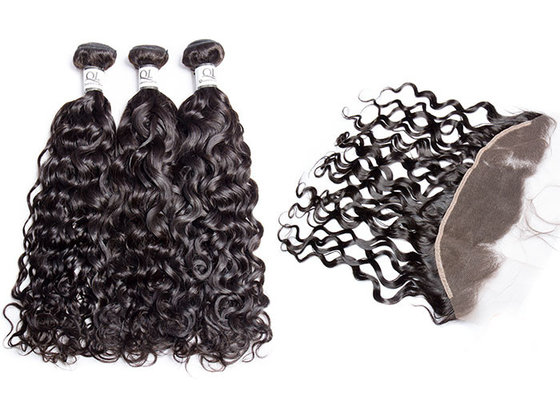 L'acqua Wave tre pacchi vergini dei capelli con il frontale può essere a 10-30 pollici tinto