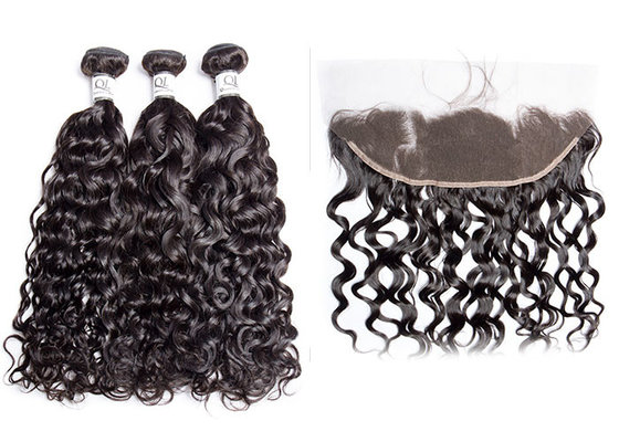 Capelli vergini di Wave di acqua con il frontale, pacchi malesi 10A con il frontale