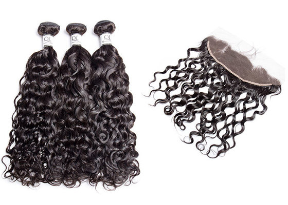 Capelli vergini di Wave di acqua con il frontale, pacchi malesi 10A con il frontale