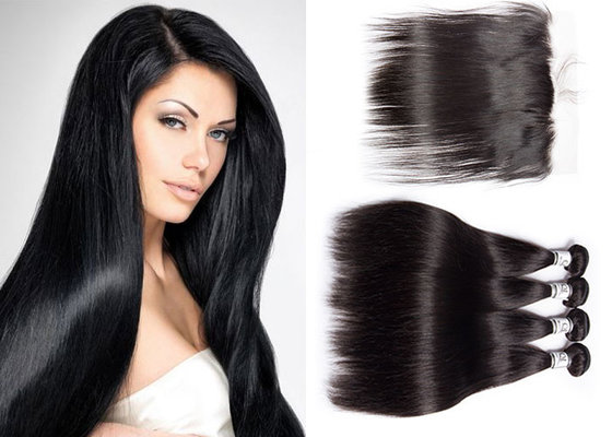 I pacchi indiani dei capelli diritti con il frontale tesse i capelli umani non trattati di 100%