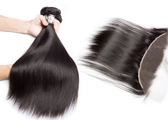 Capelli diritti brasiliani 100% di Remy con il frontale/3 pacchi del tessuto dei capelli umani