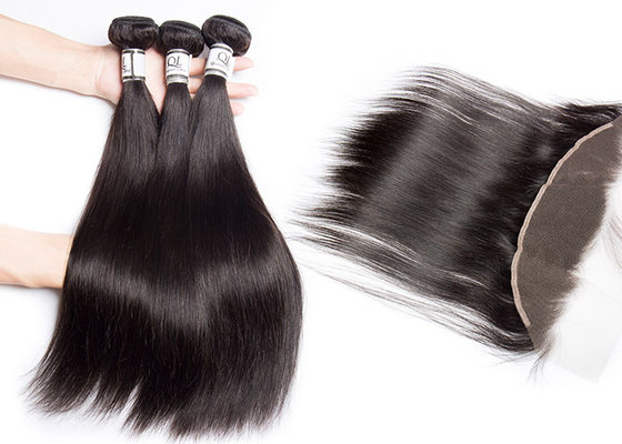 Pacchi brasiliani diritti dei capelli di 100% con pizzo frontale nessun pelo e del sintetico