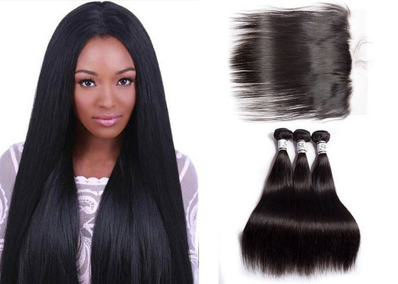 Capelli diritti brasiliani 100% di Remy con il frontale/3 pacchi del tessuto dei capelli umani