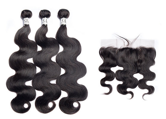 Capelli brasiliani lunghi di Wave del corpo 3 pacchi, pacchi dei capelli umani di Wave del corpo con il frontale