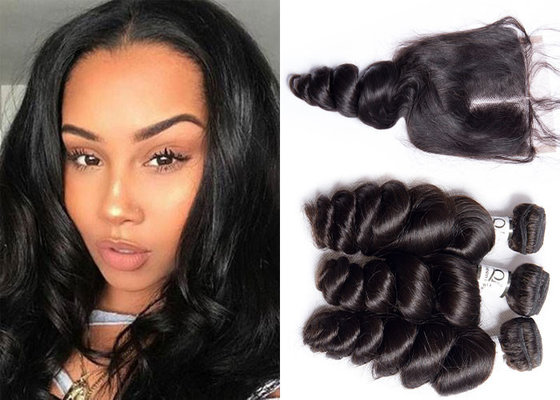 3 pezzi del grado 10A allentano il tessuto dei capelli di Wave con la chiusura del pizzo nessuno spargimento