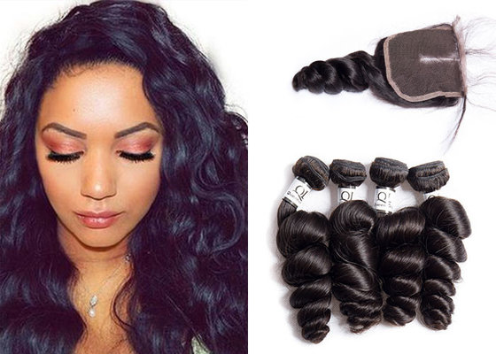 Le estensioni sciolte brasiliane nere dei capelli di Wave/hanno tinto il tessuto sciolto a 10 pollici di Wave
