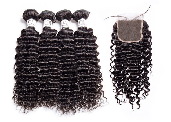 Tessuto riccio profondo regolare, capelli in profondità ricci di Remy dell'indiano di QueenLife