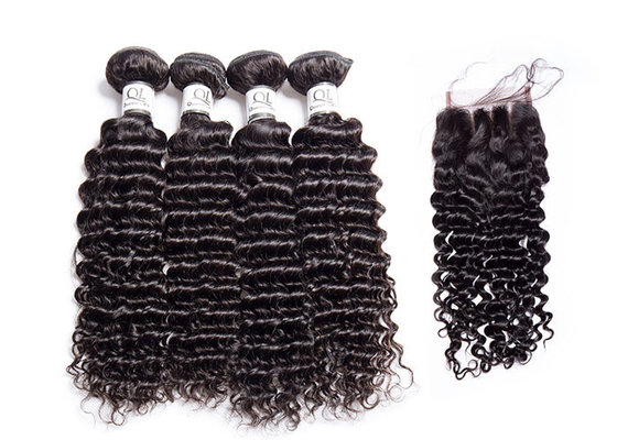 Tessuto riccio profondo regolare, capelli in profondità ricci di Remy dell'indiano di QueenLife