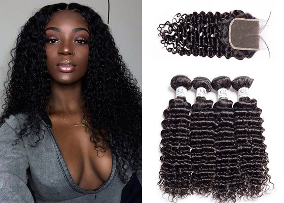 Tessuto riccio profondo regolare, capelli in profondità ricci di Remy dell'indiano di QueenLife
