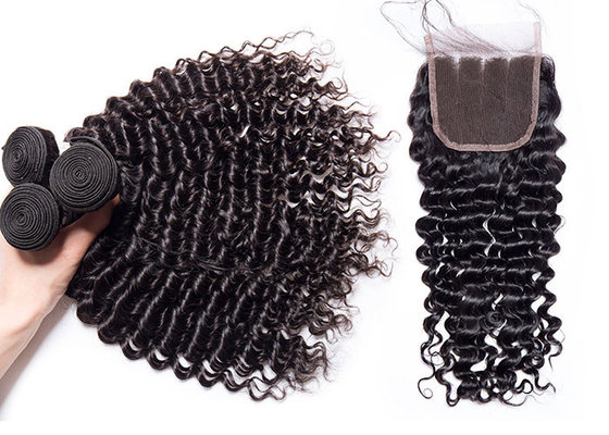 I pacchi malesi sani dei capelli ricci con capelli ricci profondi malesi la chiusura/8A tessono