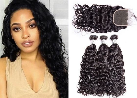 3 Pieces Remy Human Weave Bundles With Closure No Lice Or Knit 10A Grade