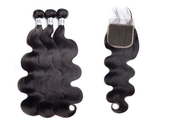Capelli umani crudi 3 pacchi con i capelli umani della chiusura 100% di Wave del corpo