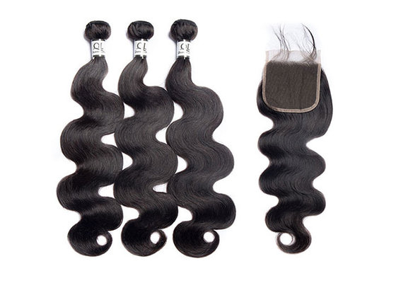 Capelli umani crudi 3 pacchi con i capelli umani della chiusura 100% di Wave del corpo