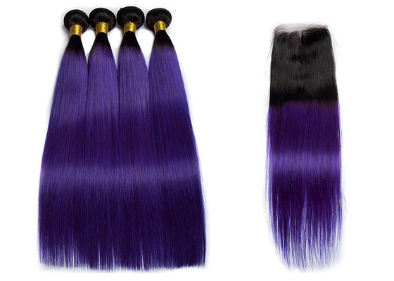 1B / Capelli umani vergini porpora di colore 100% 3 pacchi con i capelli diritti della chiusura