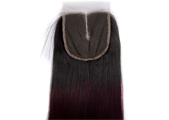 1B / tessuto diritto dei capelli umani di colore 99J 3 pacchi con 4"» chiusura del pizzo X4