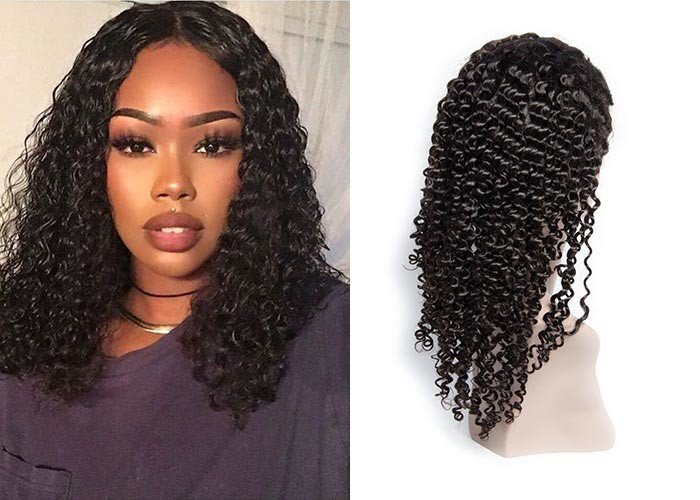 Capelli umani di Remy di densità di 180% del pizzo delle parrucche ricce della parte anteriore ricci per la donna di colore