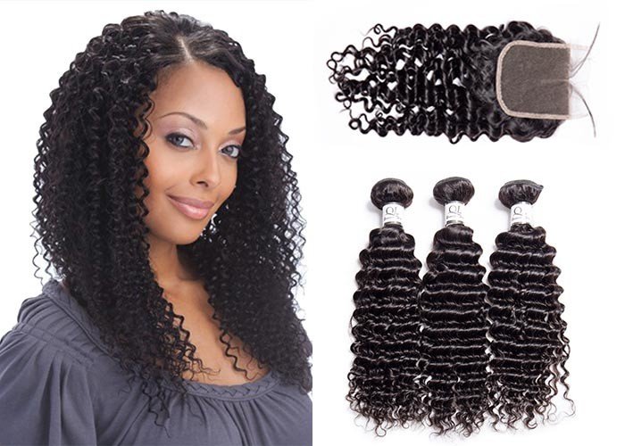 Nessun capelli vergini ricci profondi umani ricci profondi del tessuto/100% dei capelli del cattivo odore