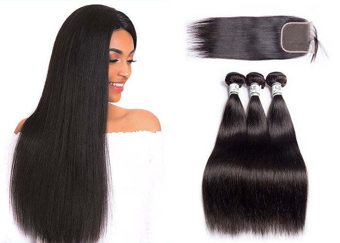 Pacchi brasiliani molli dei capelli umani di 4 pacchi con i capelli umani diritti della chiusura 100%