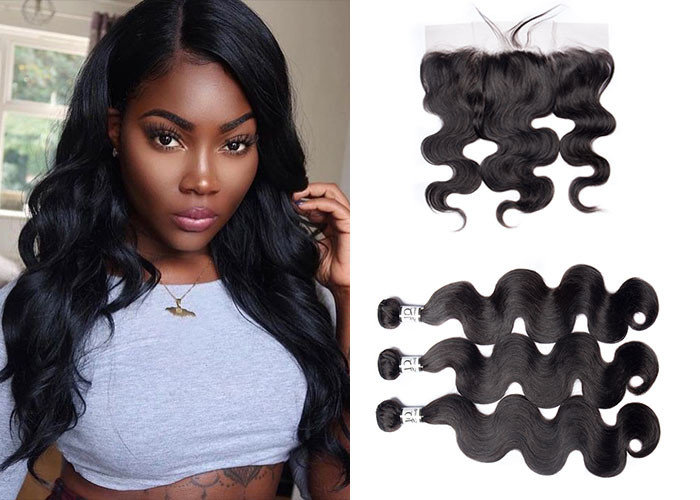 3 pacchi dell'ente brasiliano dei capelli non trattati di Wave, lungamente capelli brasiliani vergini di Wave del corpo 100