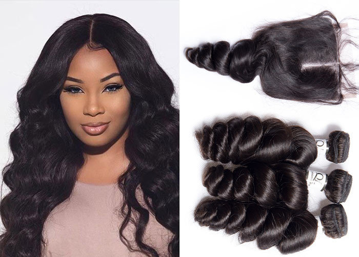 Le estensioni sciolte comode del tessuto dei capelli di Remy Wave possono tingersi e rivestite di ferro