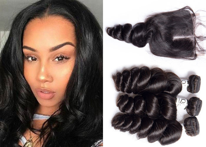 3 pezzi del grado 10A allentano il tessuto dei capelli di Wave con la chiusura del pizzo nessuno spargimento