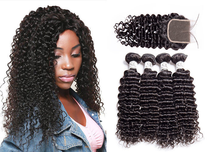 Il tessuto in profondità riccio vergine lungo dei capelli umani di Remy del malese di QueenLife può essere fattoe un restyling