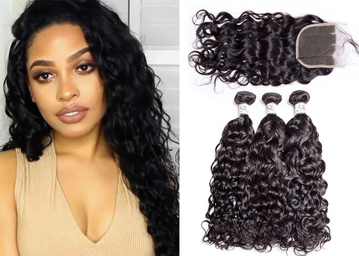 3 Pieces Remy Human Weave Bundles With Closure No Lice Or Knit 10A Grade