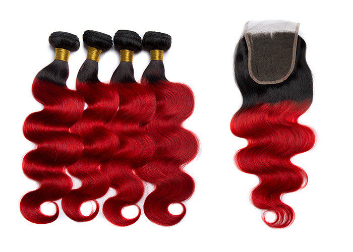 La vita 1B della regina/i capelli brasiliani 3 di Wave del corpo colore rosso impacchetta con chiusura