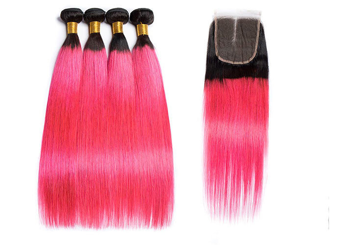Il modo 1B/i capelli vergini diritti del tessuto 100% dei capelli umani colore di rosa impacchetta